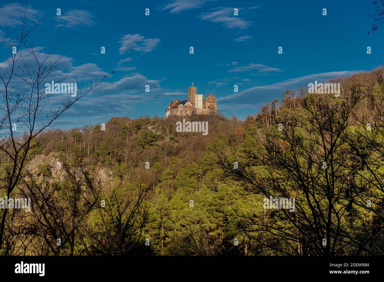 Autumn walk around the beautiful Wartburg Castle in the Thuringian ...