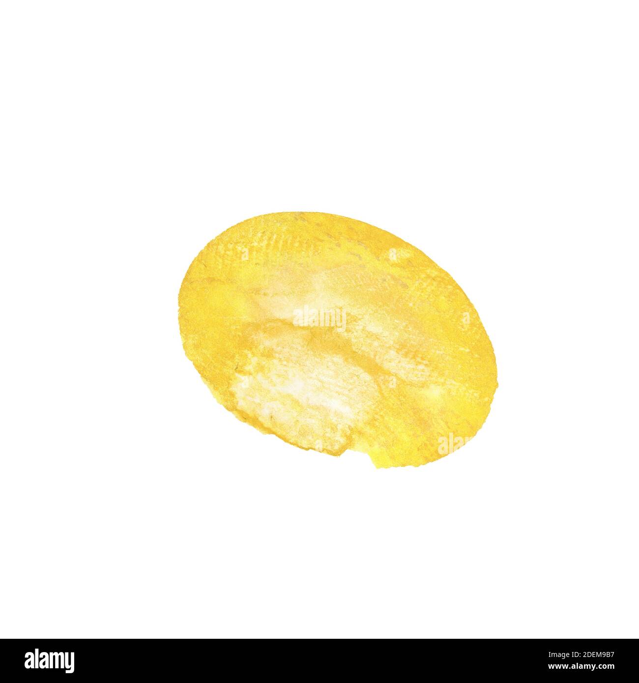 Yellow watercolor circle paint stain isolated on white paper texture ...