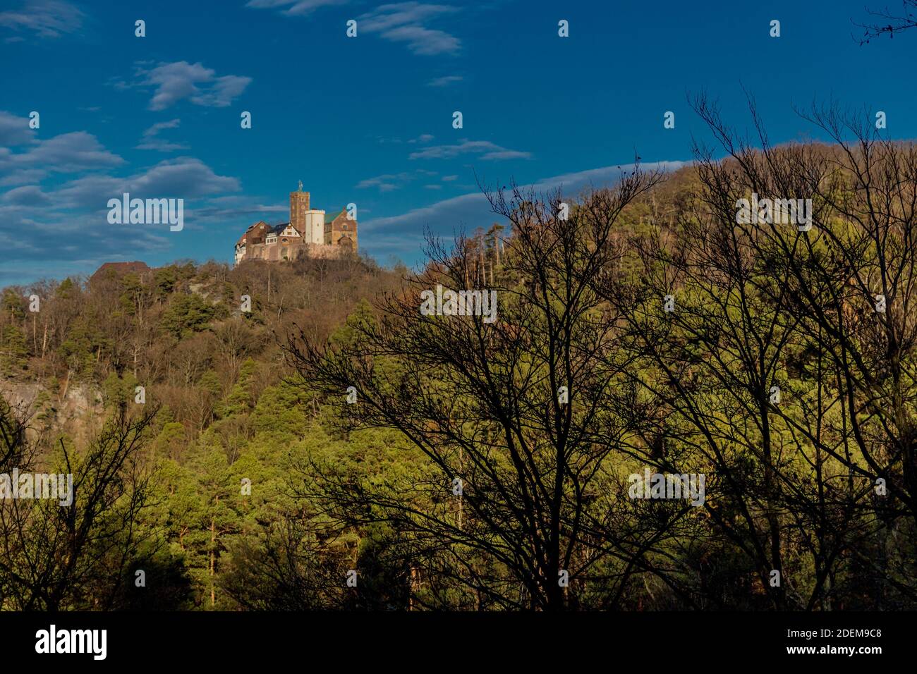 Autumn walk around the beautiful Wartburg Castle in the Thuringian ...