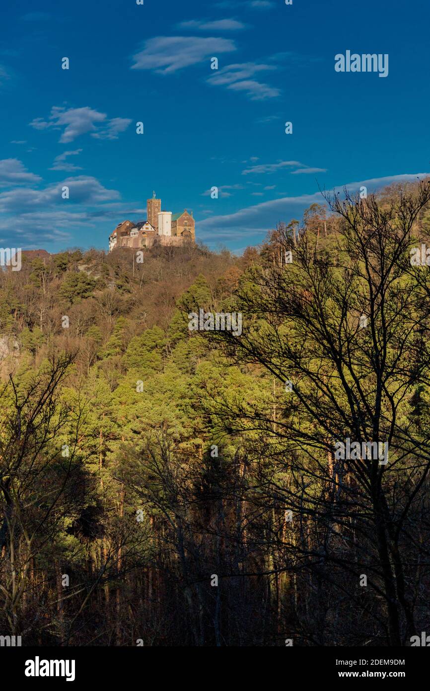 Autumn walk around the beautiful Wartburg Castle in the Thuringian ...