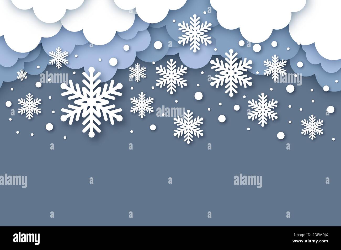 Falling Snow. White cloud. Paper cut Weather. White snowflakes. Winter ...