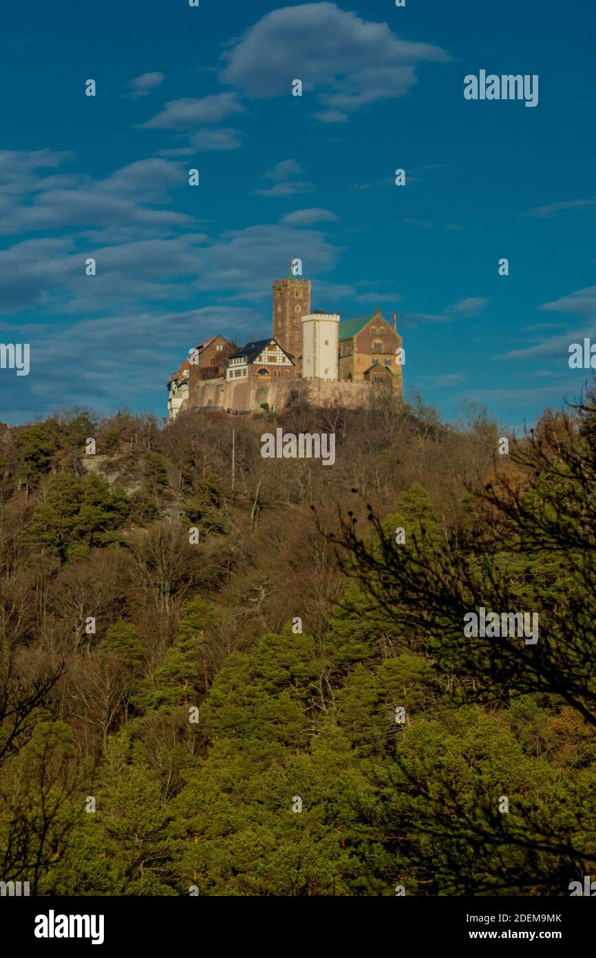 Autumn walk around the beautiful Wartburg Castle in the Thuringian ...