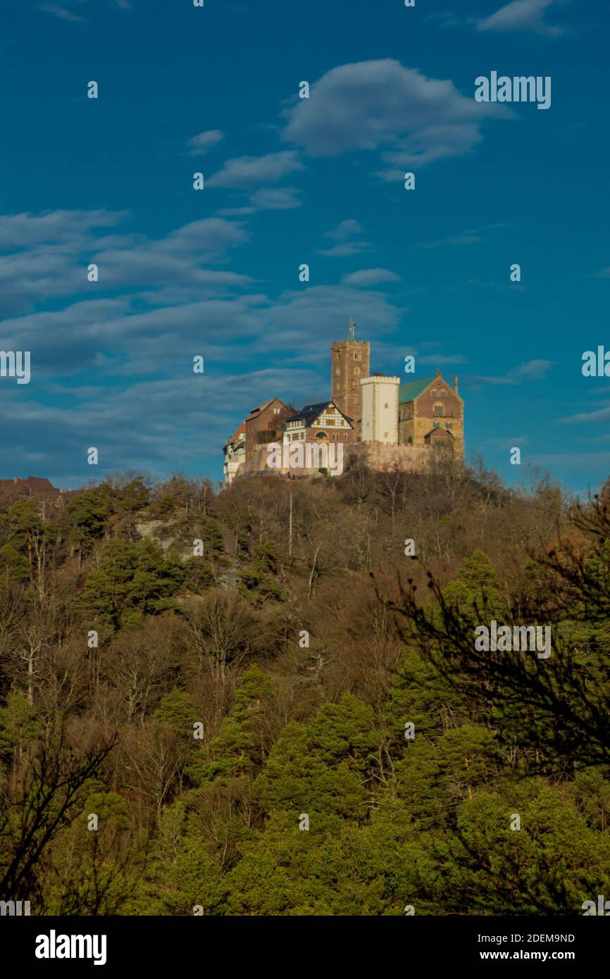 Autumn walk around the beautiful Wartburg Castle in the Thuringian ...