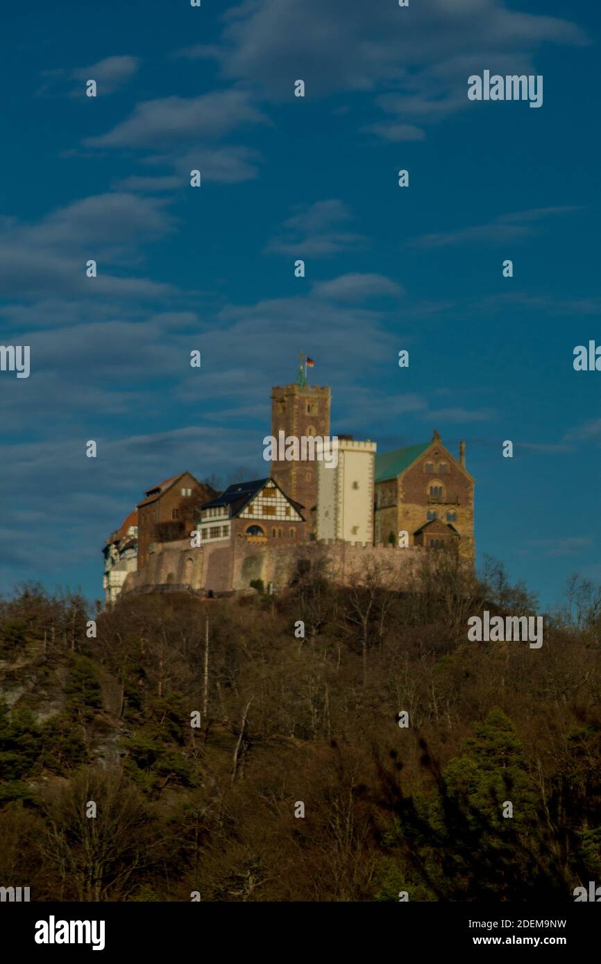 Autumn walk around the beautiful Wartburg Castle in the Thuringian ...