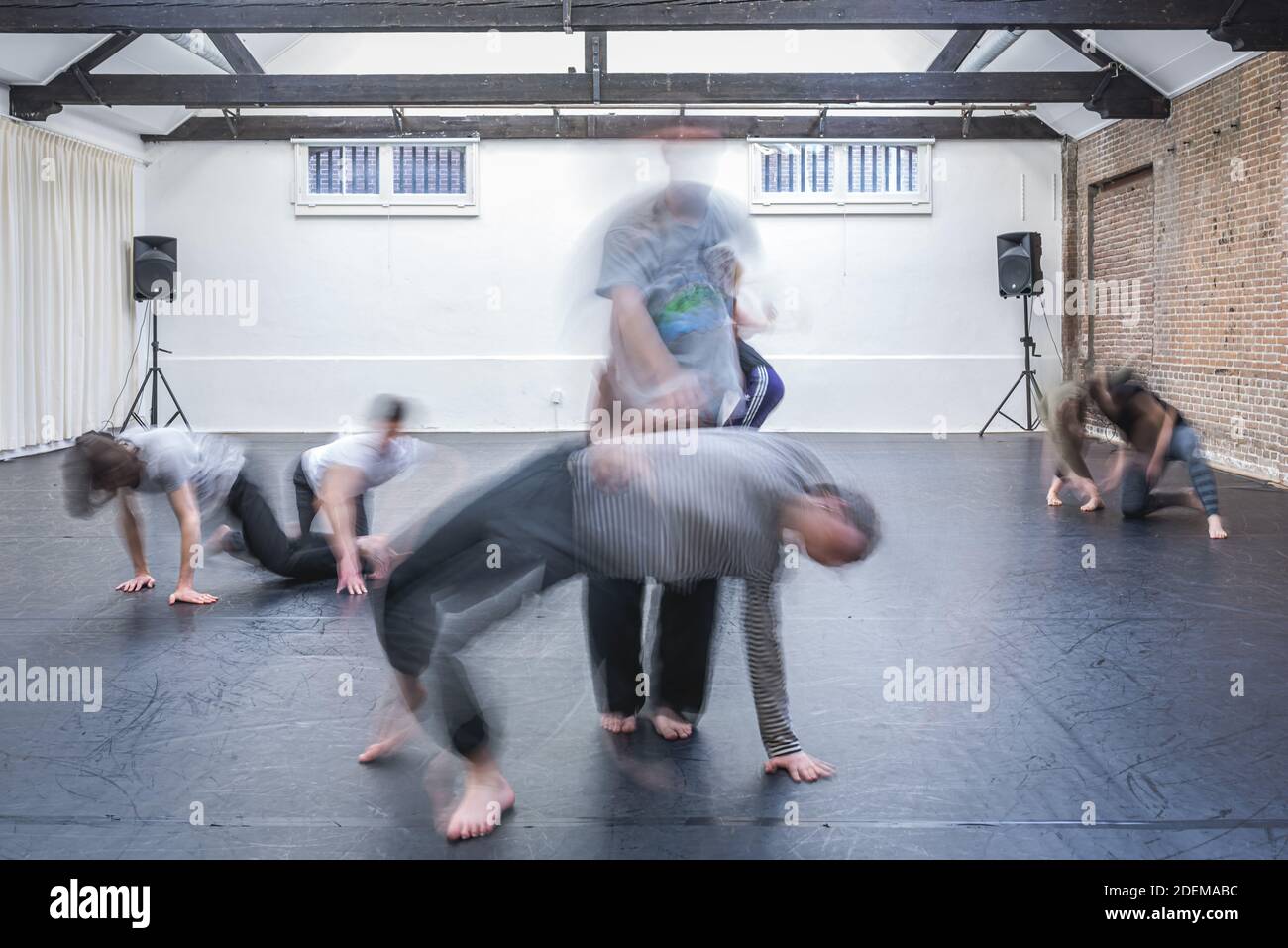 Group of people dancing blurred movement Stock Photo - Alamy