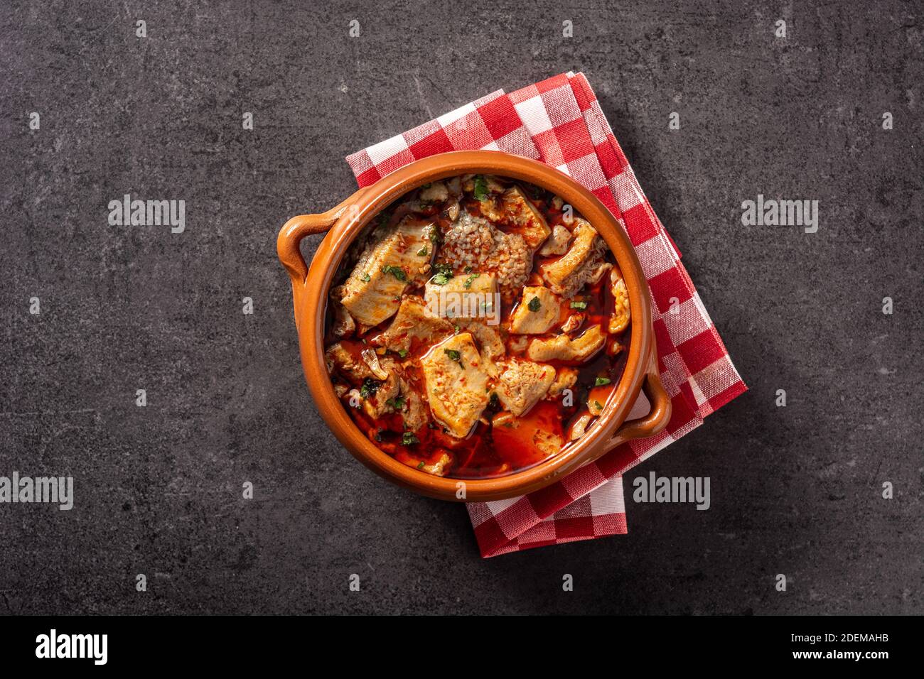 Traditional mondongo or el menudo soup on black background Stock Photo ...