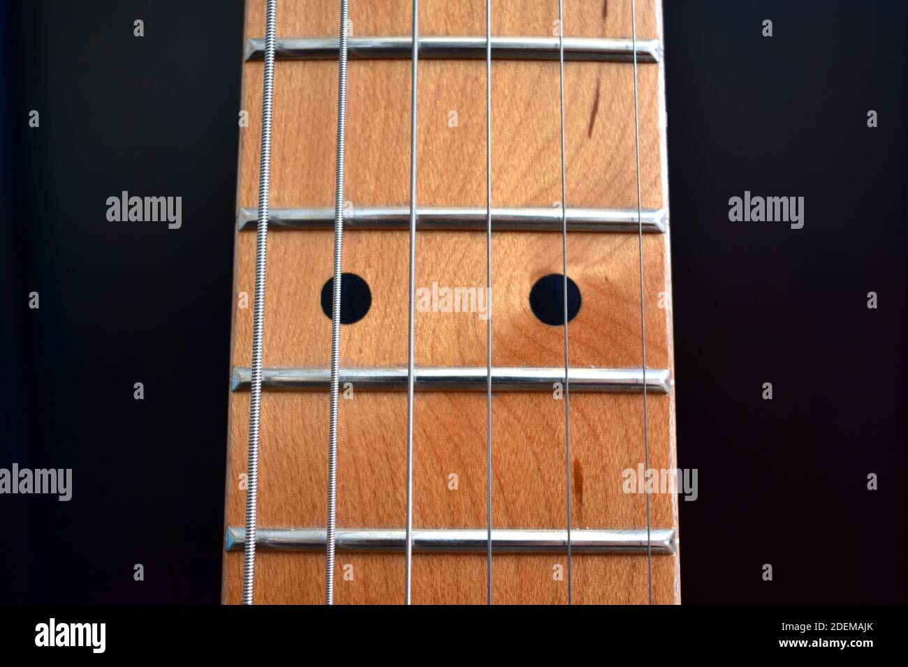 Electric guitar background. Maple fretboard and strings close-up Stock ...