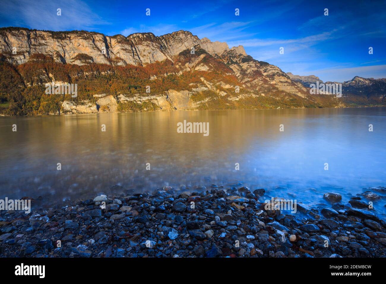 geography / travel, Switzerland, Lake Walen with Leistchamm and ...