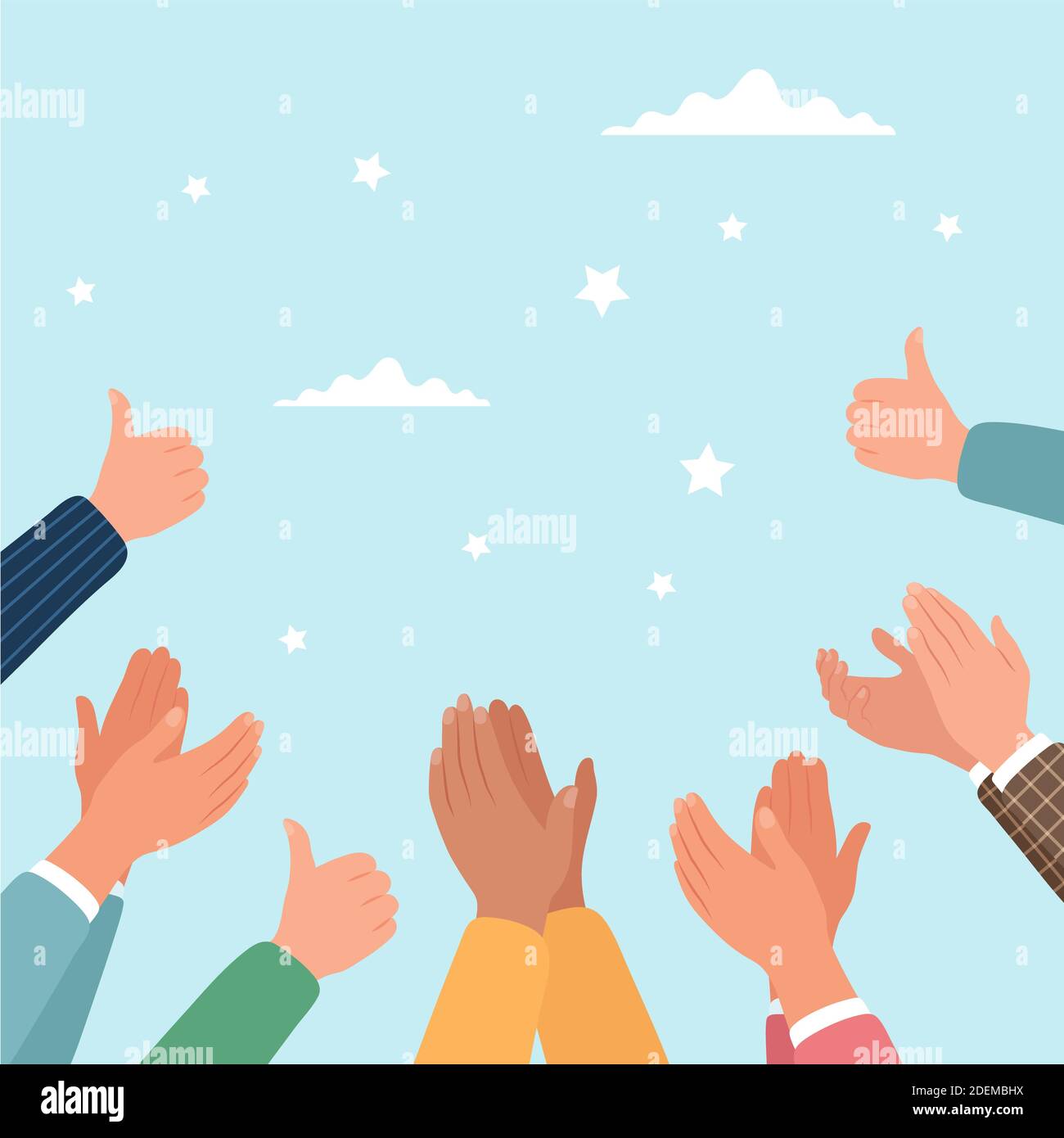Approval, clapping hands and thumbs up. illustration in flat style ...