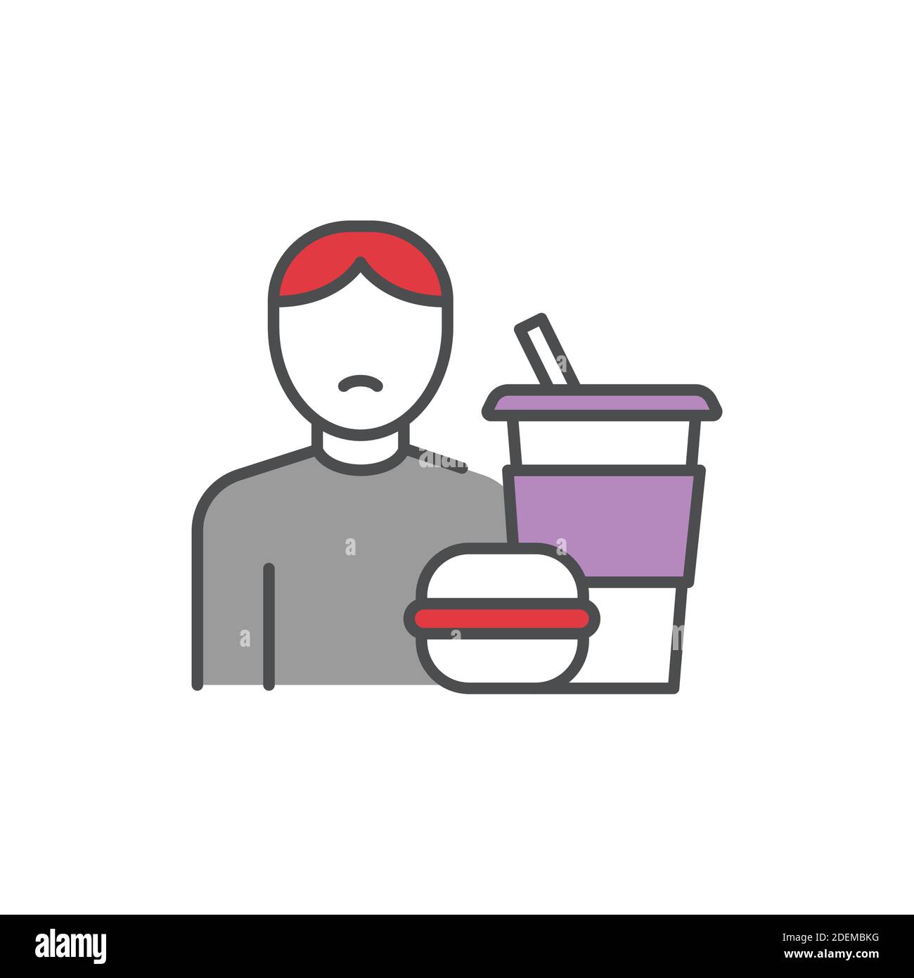 Food addiction line color hi-res stock photography and images - Alamy