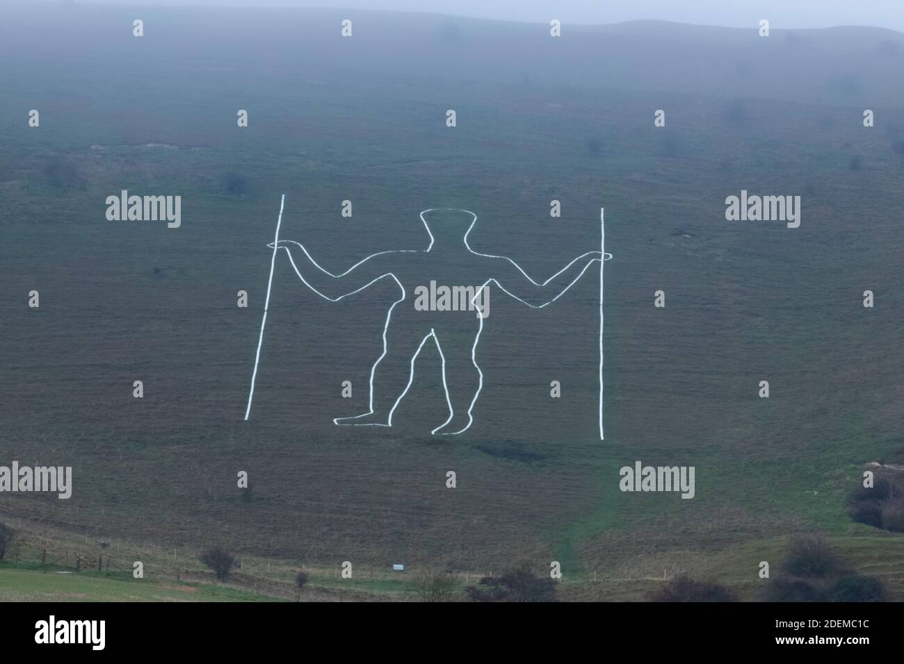 England, East Sussex, Eastbourne, The Long Man of Wilmington Hill ...