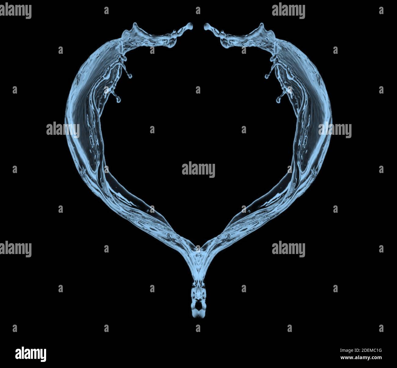 Heart from water splash. water flowing into heart shapes,3d ...