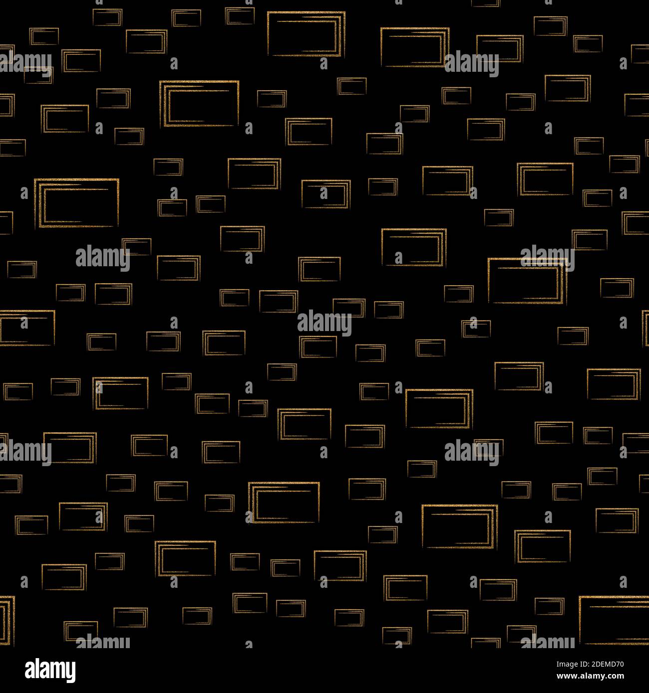 Gold stylized rectangles on a black background. Seamless geometric ...