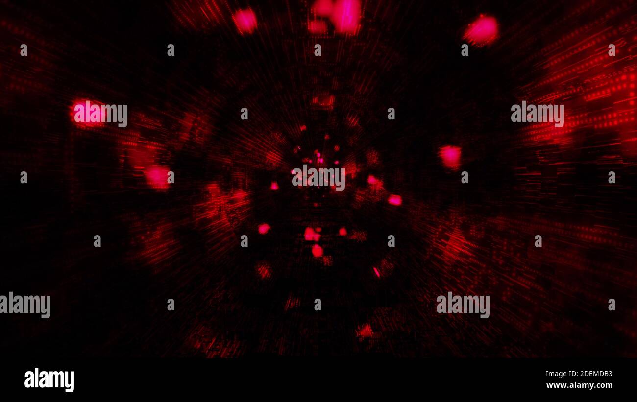 Red space particles scifi tunnel 3d illustration vfx background ...