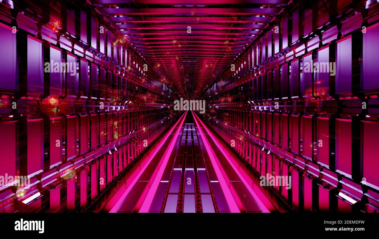 Cool futuristic science fiction tunnel 3d illustration vfx background ...