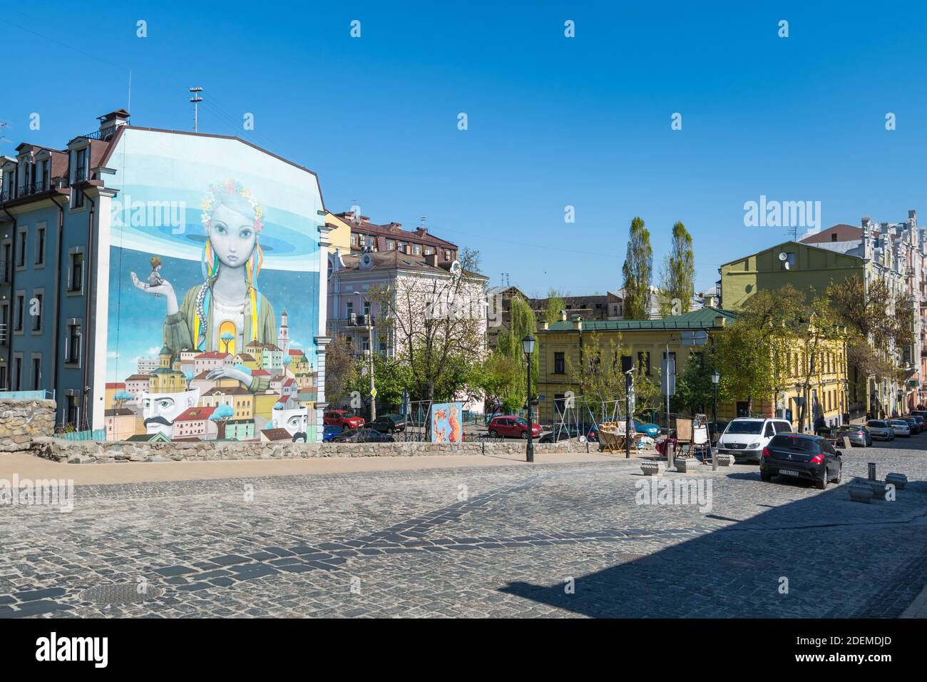 Street view with a lot of modern buildings of downtown of Kiev Stock ...