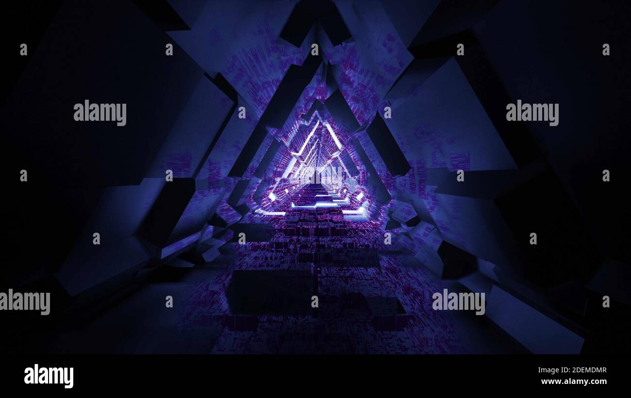Glowing light science fiction tunnel light effect 3d illustration ...