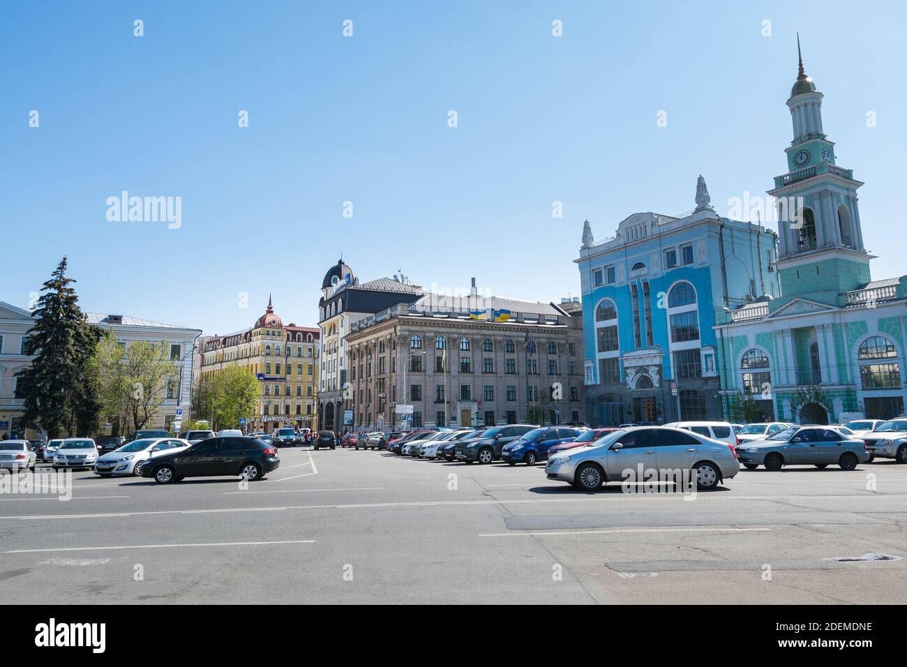 Street view of downtown with church of Kiev, Ukraine Stock Photo - Alamy