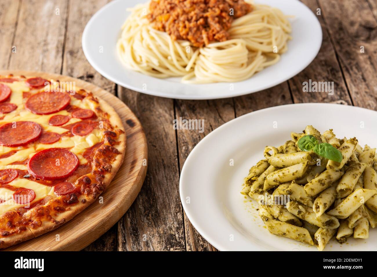 Assortment of Italian pasta dishes Stock Photo - Alamy