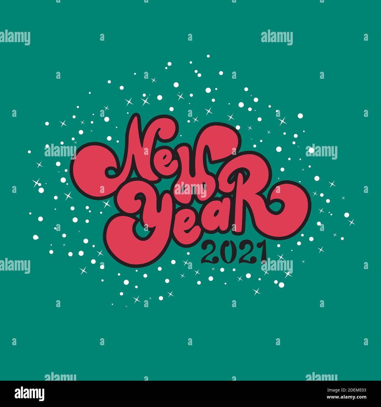 new year 2021 holiday lettering hand drawing Stock Vector Image & Art ...