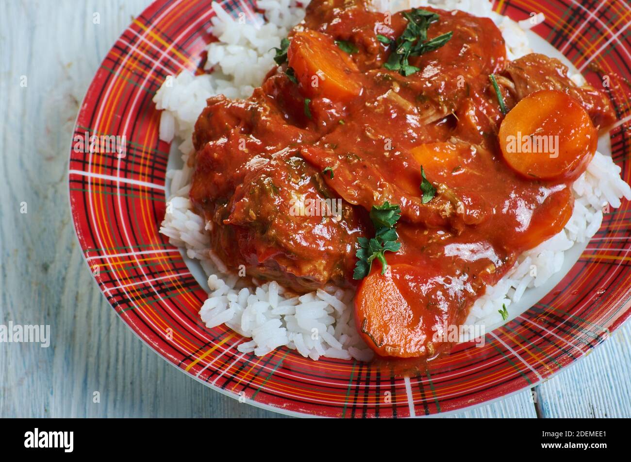Thiou a la viande traditional Senegalese dish that is typically served ...