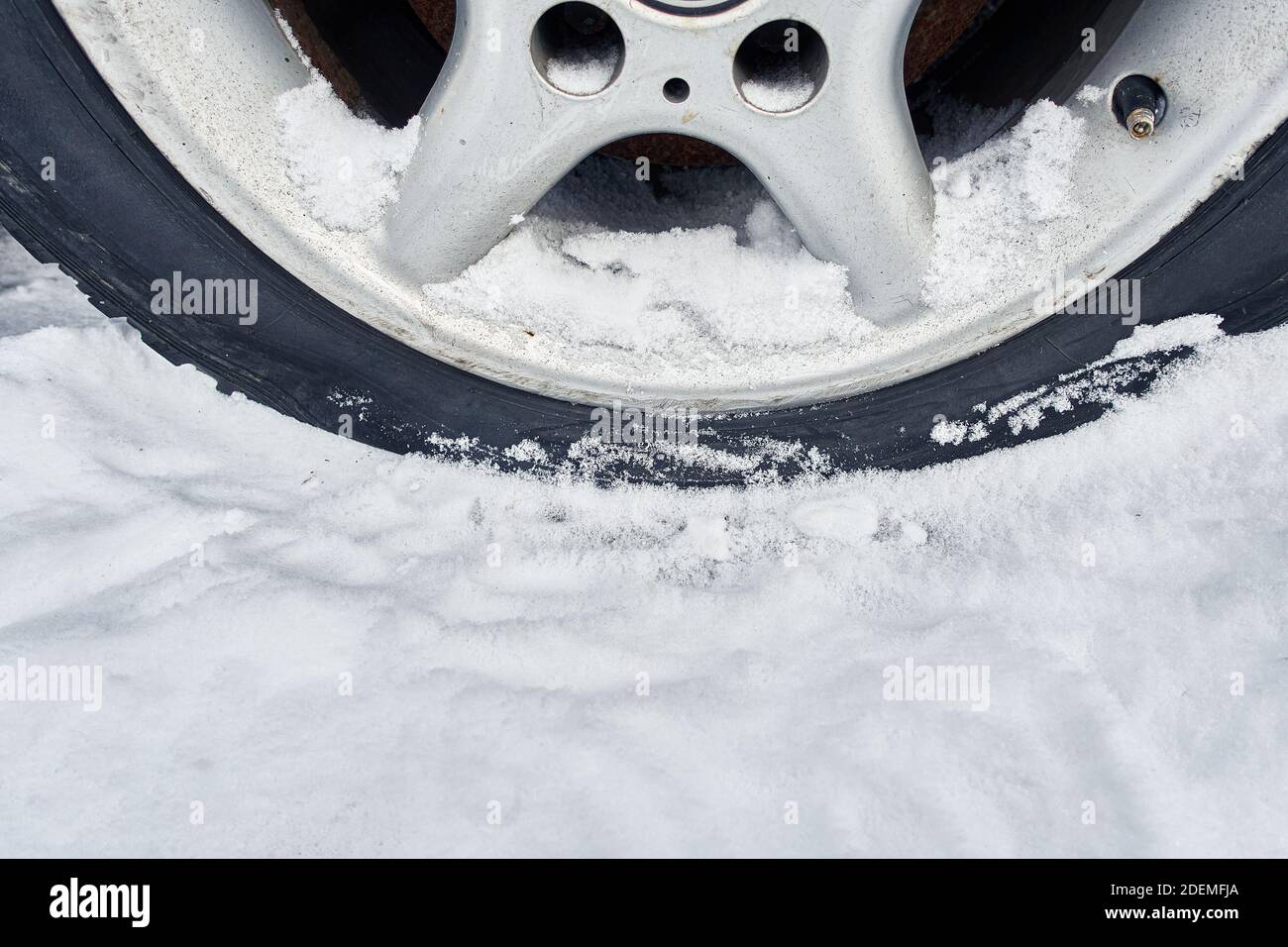 tire puncture rim. winter wheel repair Stock Photo - Alamy