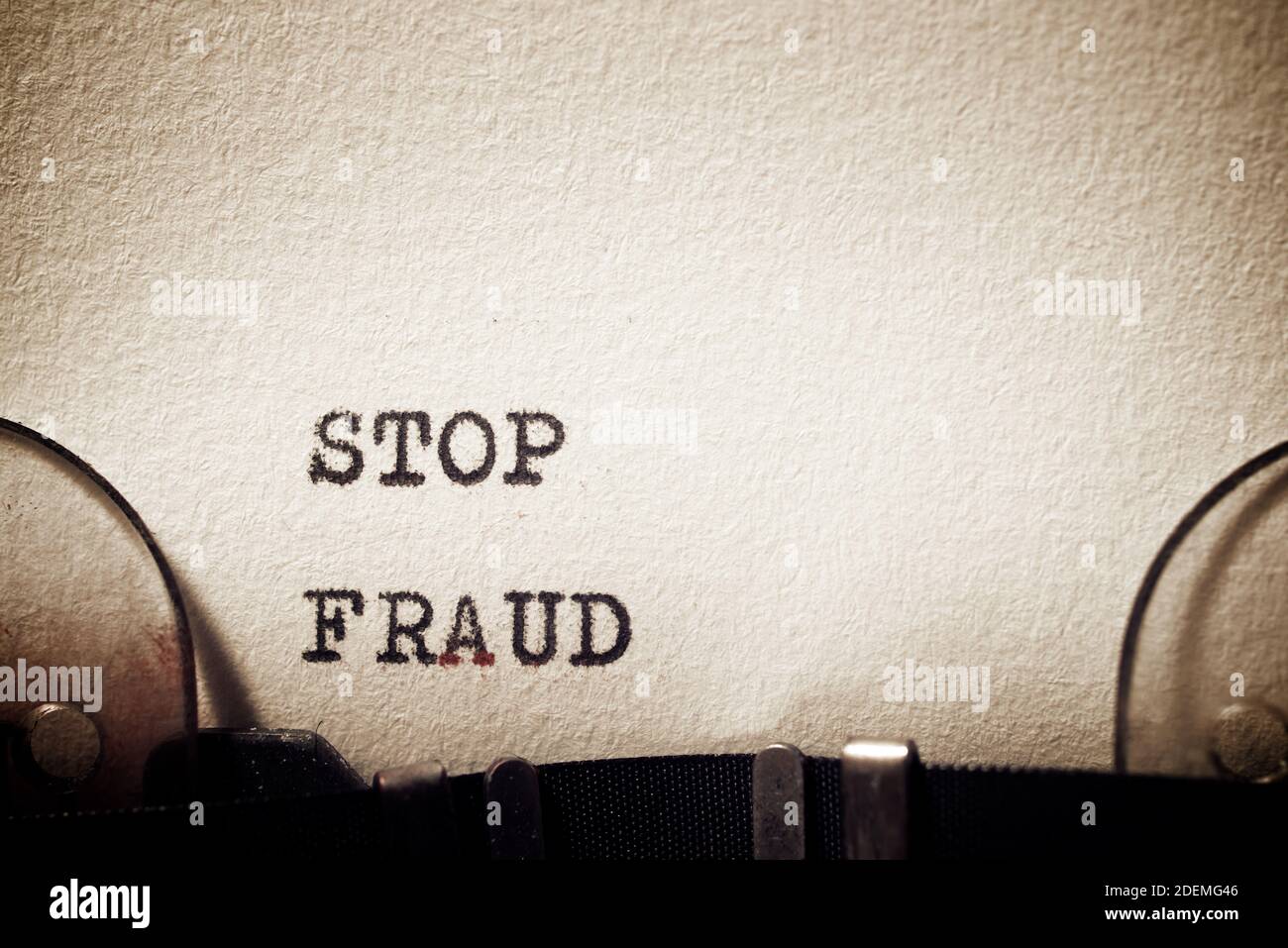 Stop fraud phrase written with a typewriter Stock Photo - Alamy