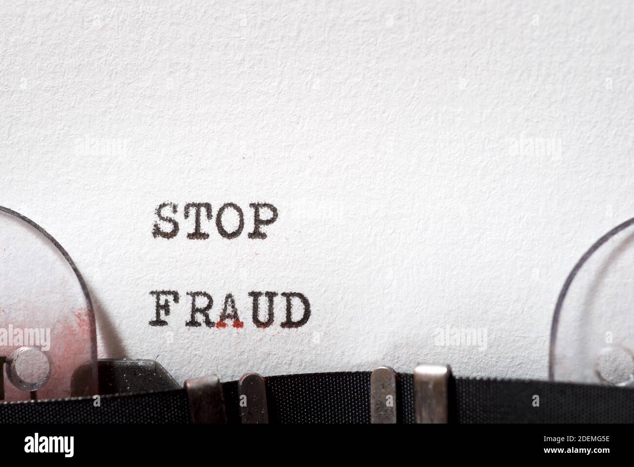 Stop fraud phrase written with a typewriter Stock Photo - Alamy