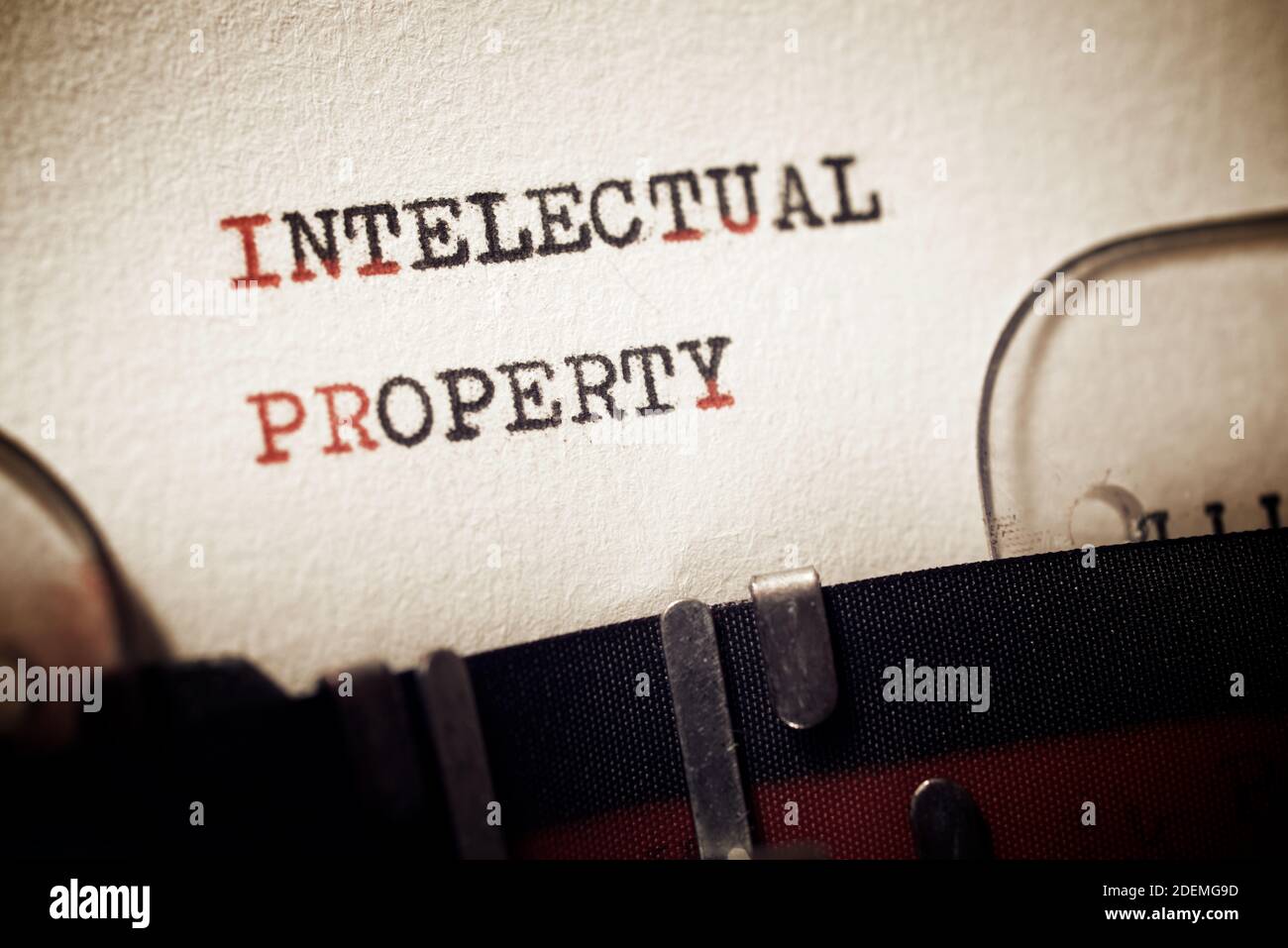 Intellectual property phrase written with a typewriter Stock Photo - Alamy