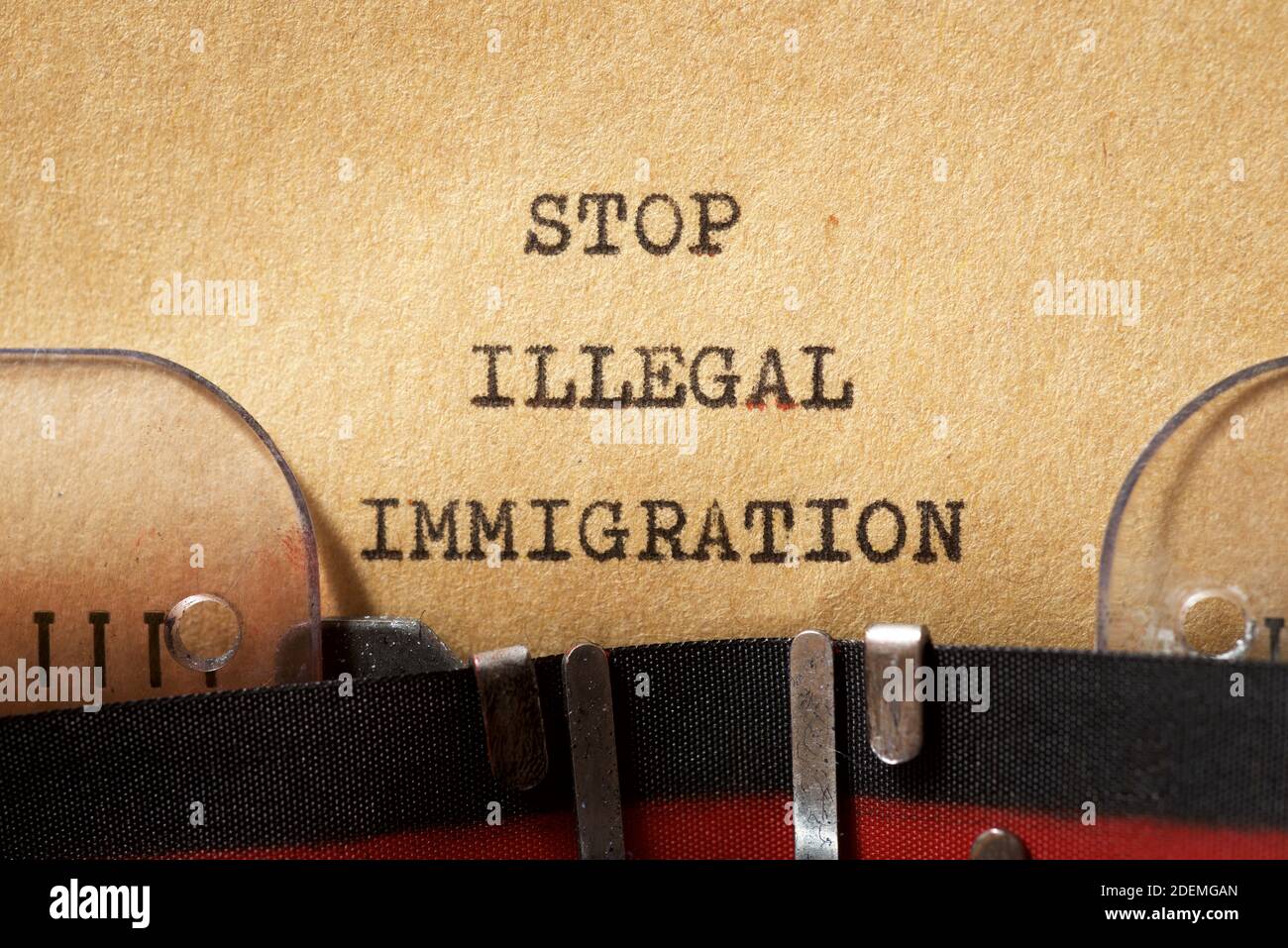 Stop illegal immigration phrase written with a typewriter Stock Photo ...