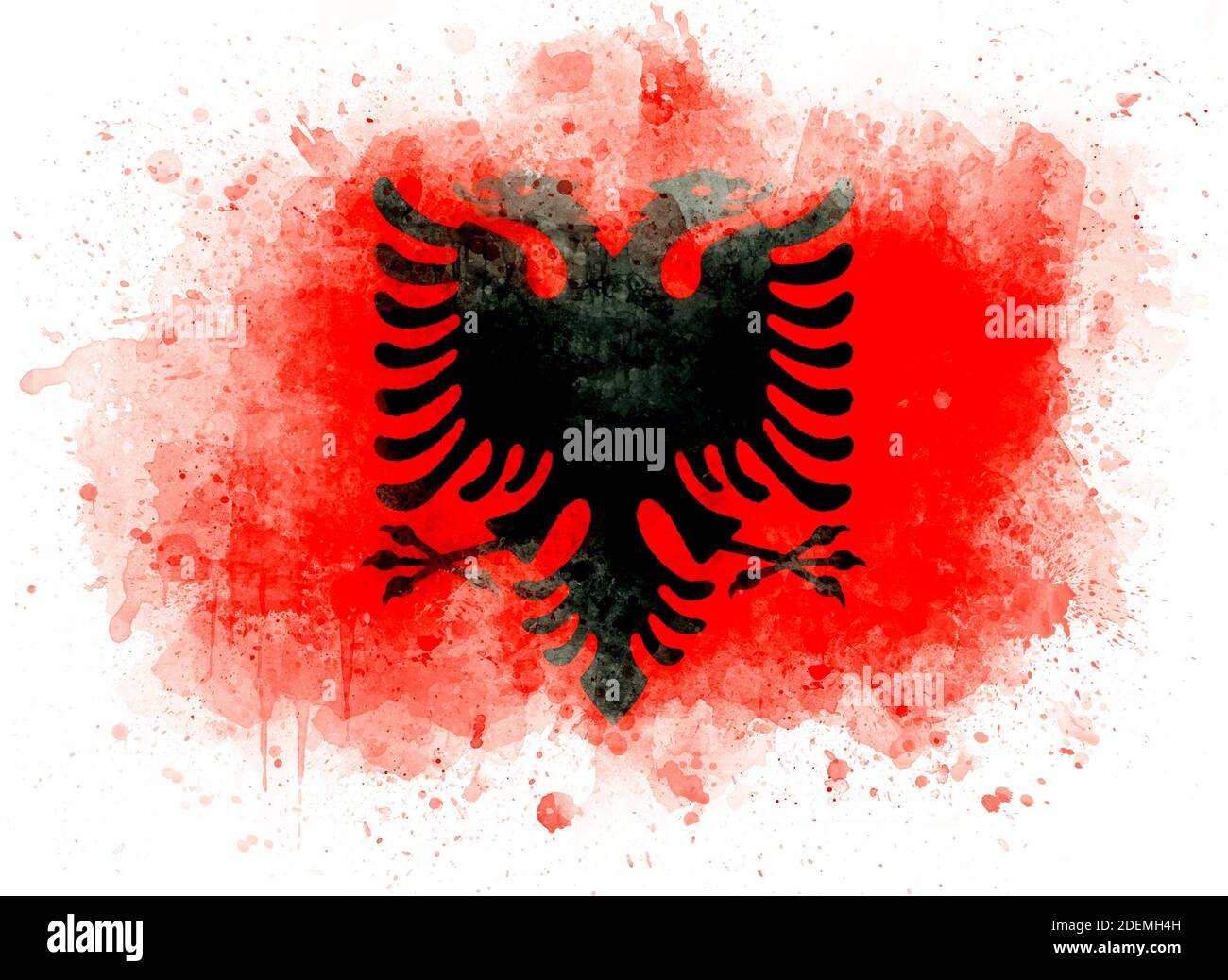 Flag of Albania, watercolor illustration Stock Photo - Alamy