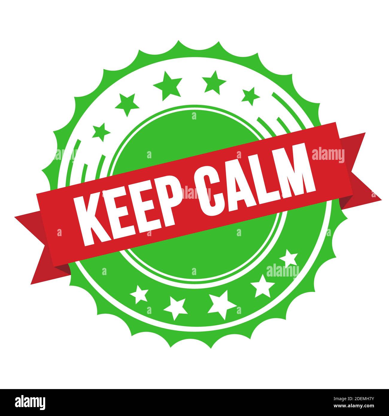 KEEP CALM text on red green ribbon badge stamp Stock Photo - Alamy