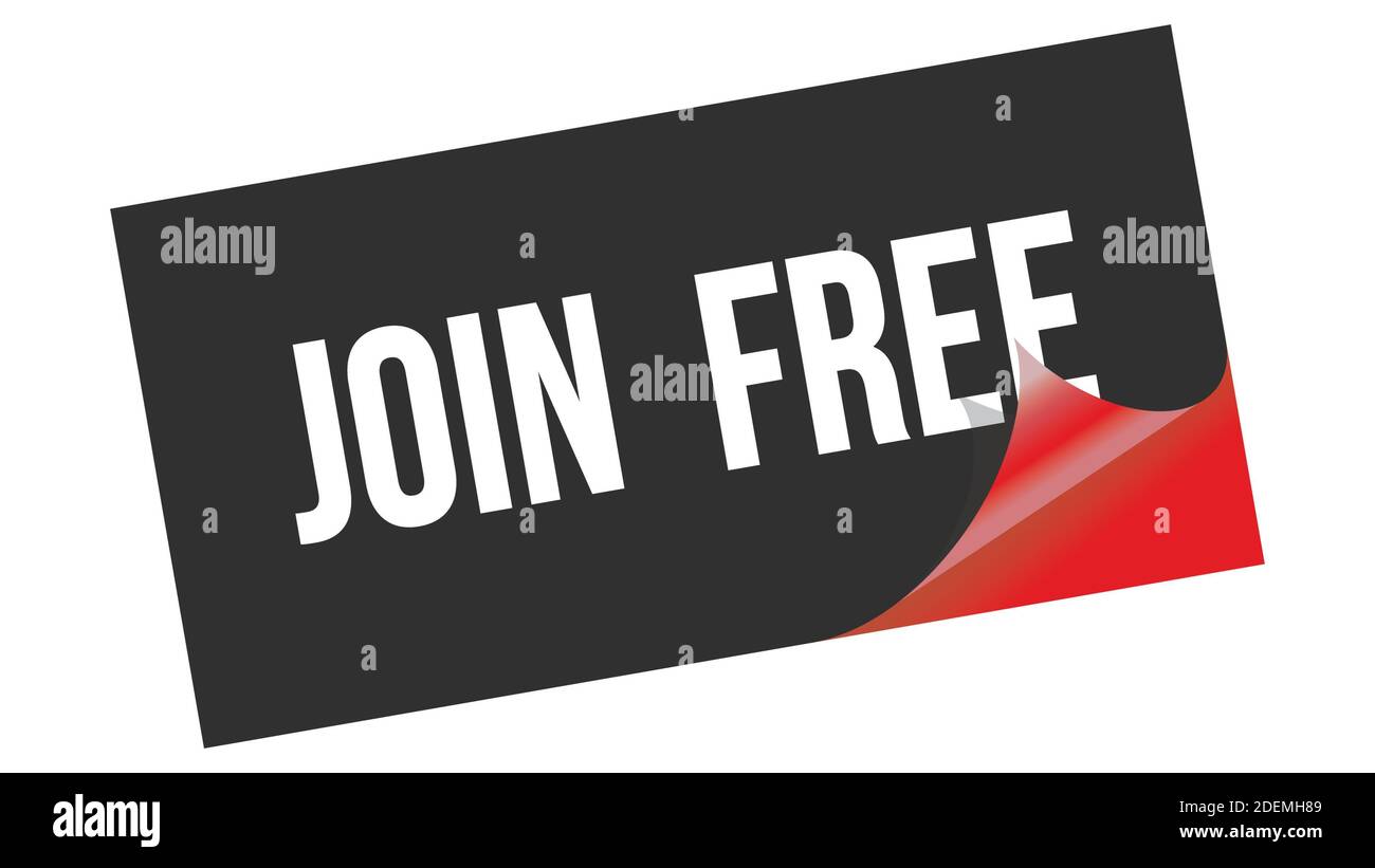 JOIN FREE text written on black red sticker stamp Stock Photo - Alamy