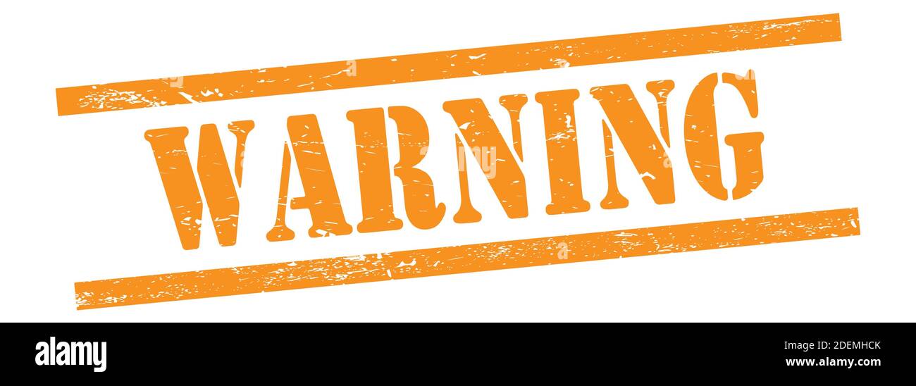 WARNING text on orange grungy vintage rubber stamp Stock Photo - Alamy