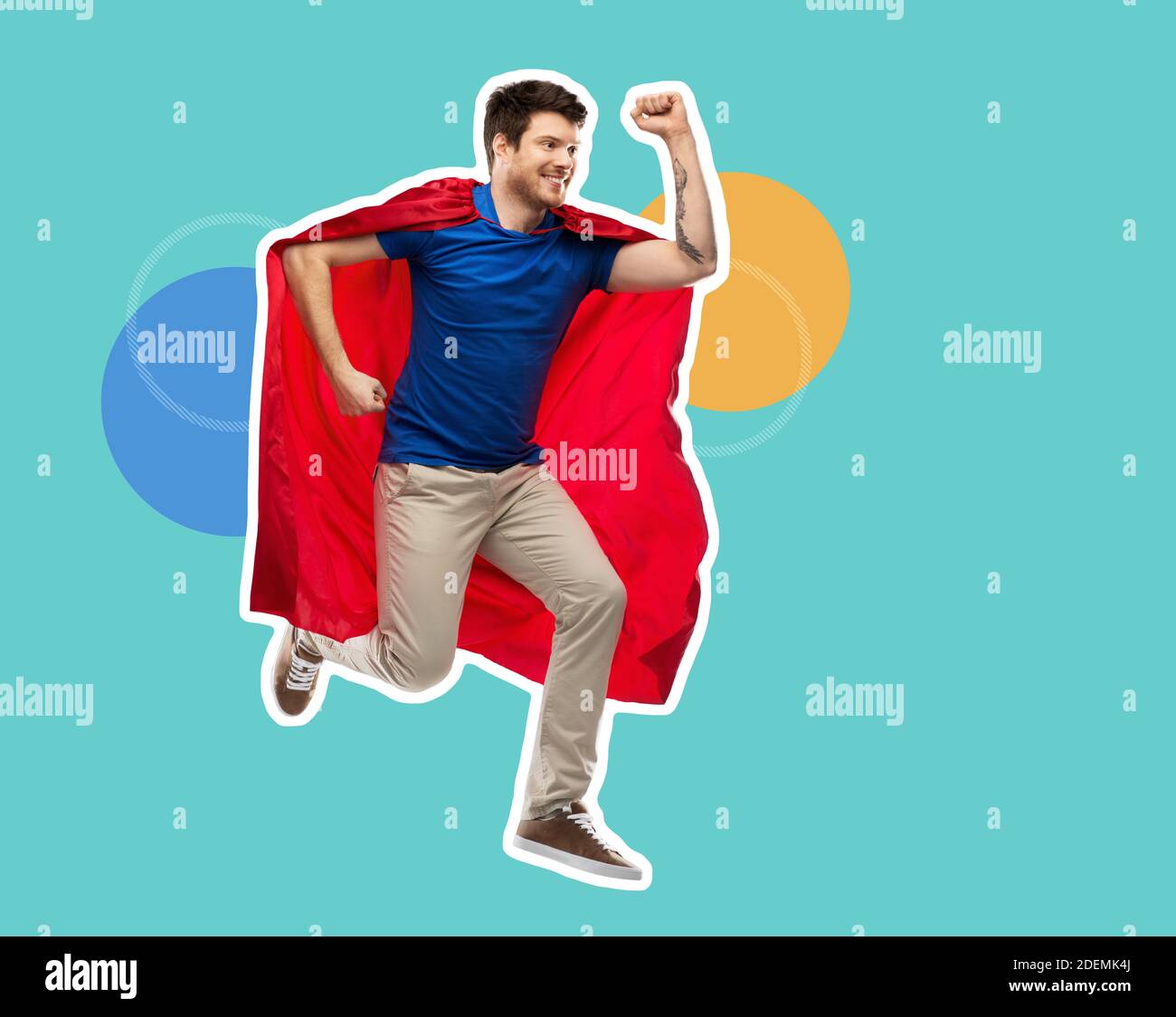 Man with red cape hi-res stock photography and images - Alamy