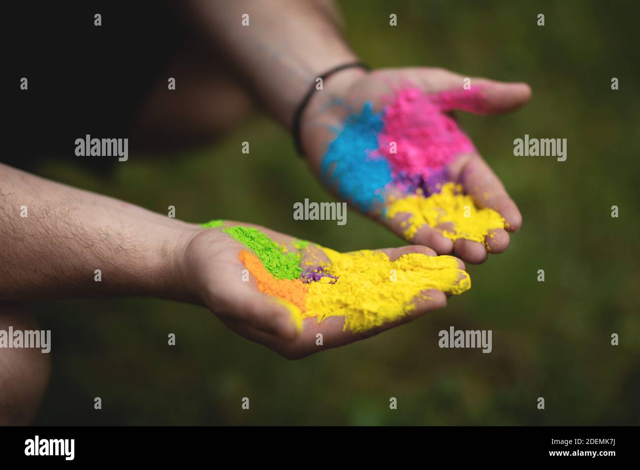 Hands with holi colors Stock Photo - Alamy