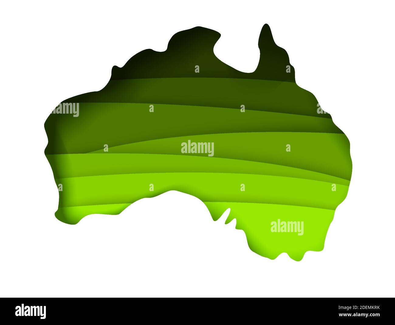 Vector layered paper cut style map of Australia continent. Travel ...