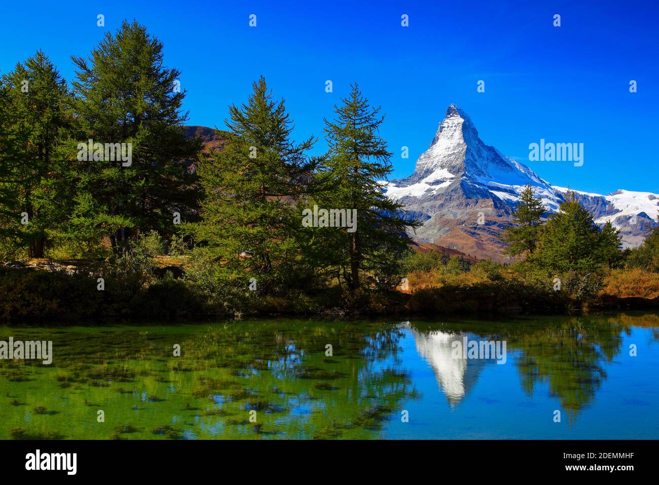 geography / travel, Switzerland, Matterhorn and tarn, Valais ...