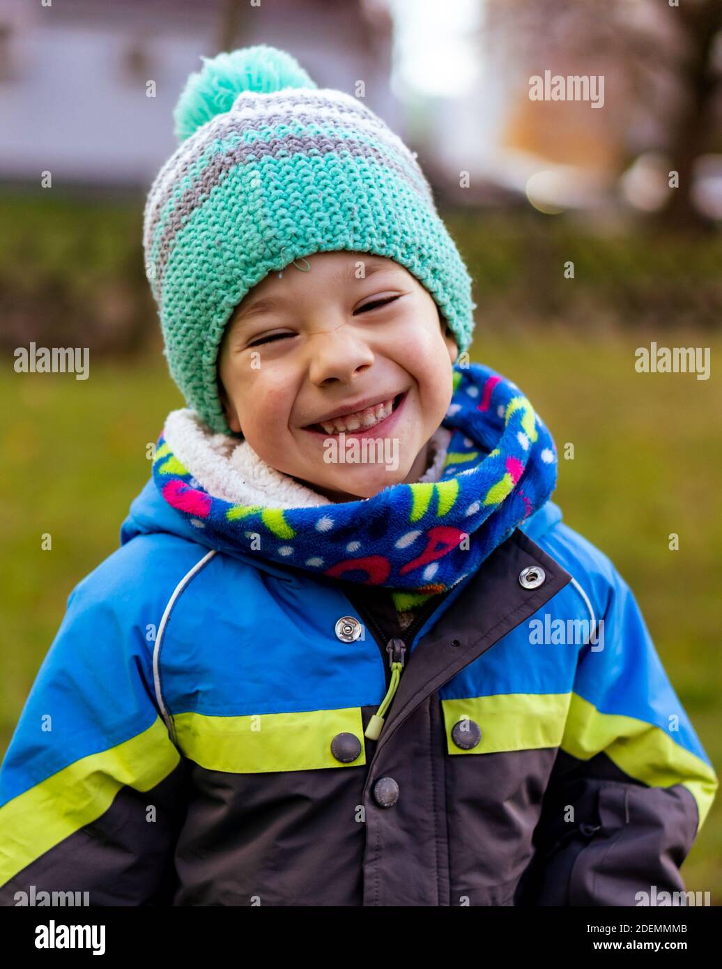 POZNAN, POLAND - Nov 28, 2020: Young Polish three years old boy wearing ...