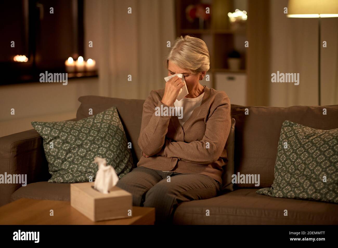 Woman crying wiping tears tissue hi-res stock photography and images ...