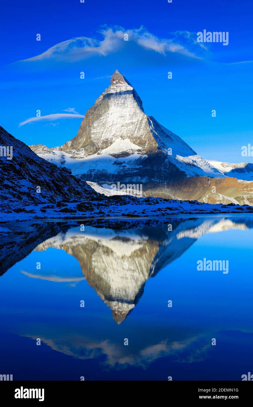 geography / travel, Switzerland, Matterhorn and tarn, Valais ...