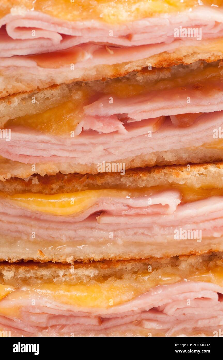 grilled ham and cheese take away sandwiches, golden brown Stock Photo ...