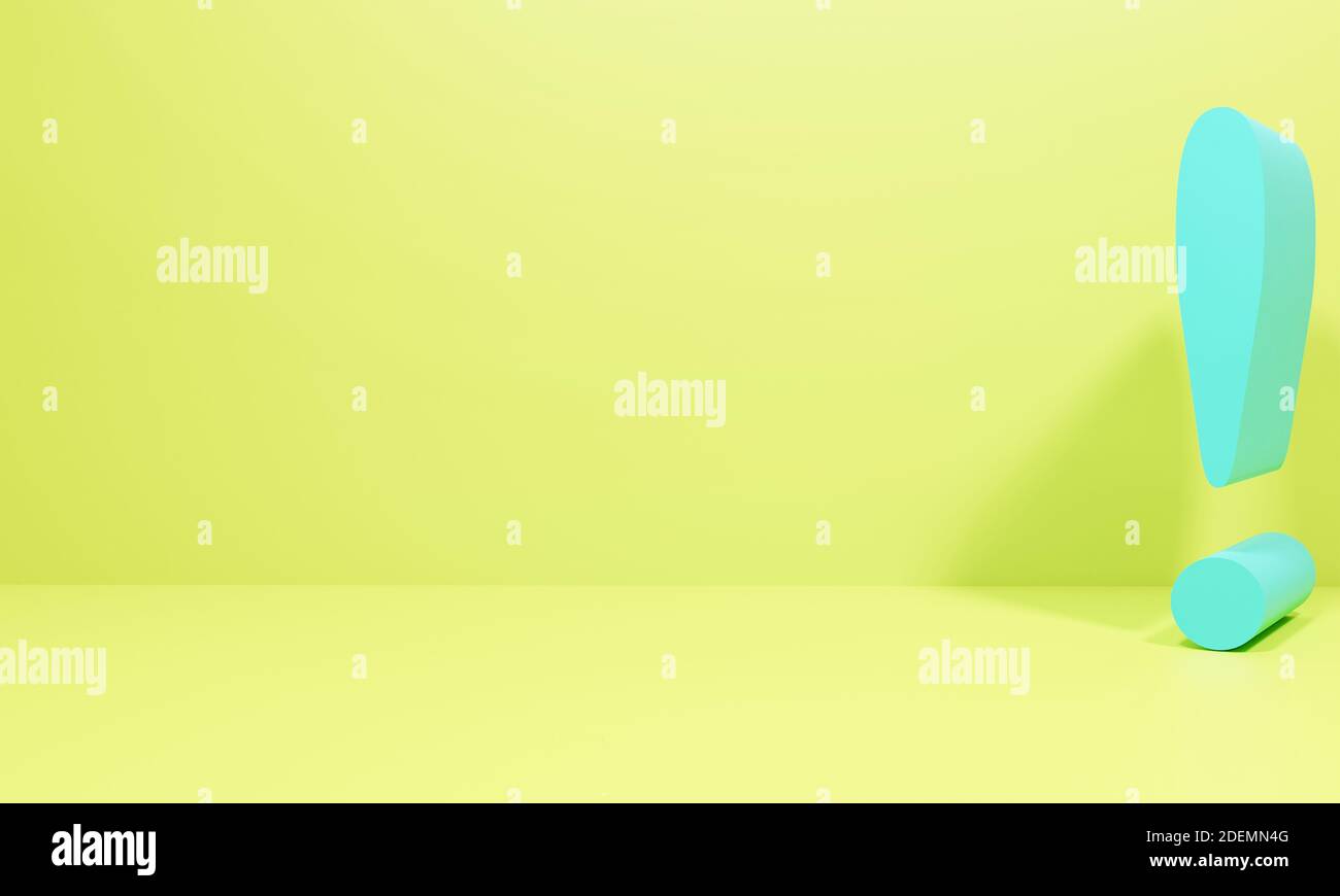Exclamation mark on yellow background. 3d Illustration Stock Photo - Alamy