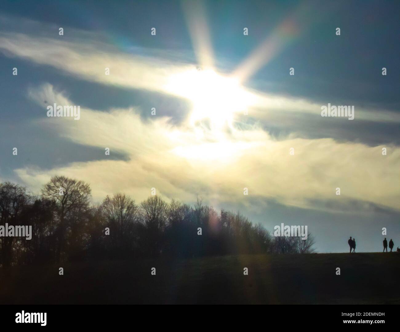 sunshine over the hill Stock Photo - Alamy