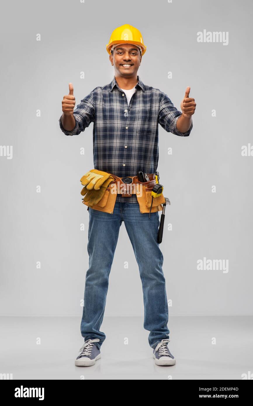 happy indian worker or builder showing thumbs up Stock Photo - Alamy