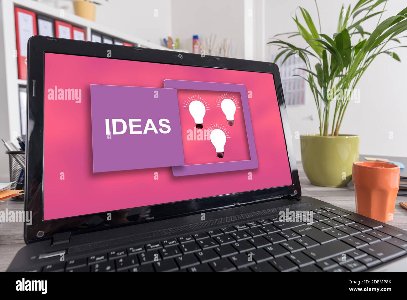 Laptop screen with ideas concept Stock Photo - Alamy