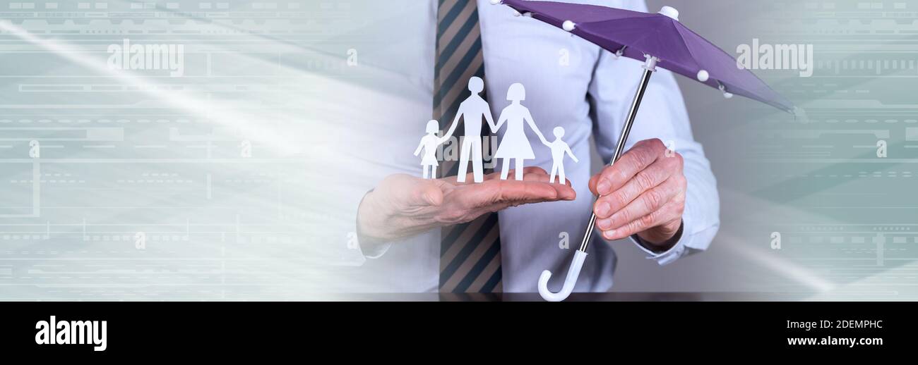 Symbol of family protection by a general agent Stock Photo - Alamy