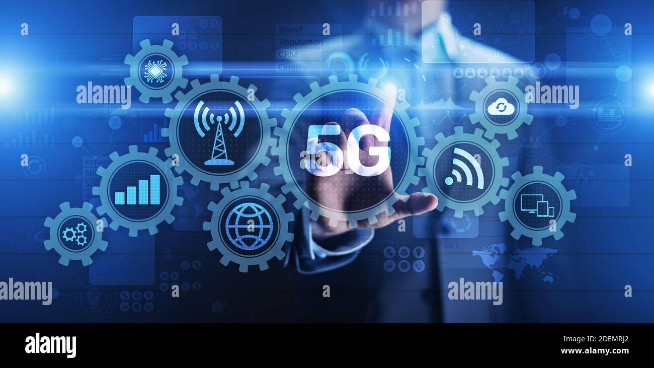 5G Fifth generation of mobile internet. Fast connection ...