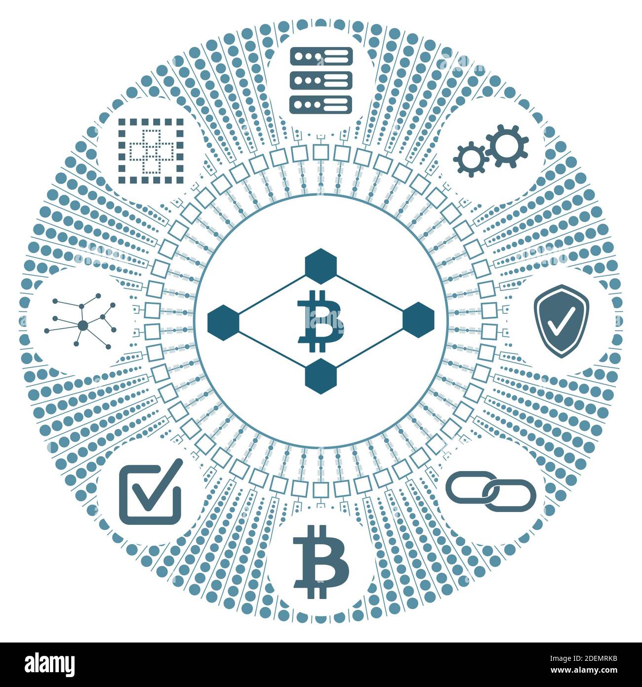 Concept of blockchain technology with connected icons Stock Photo - Alamy