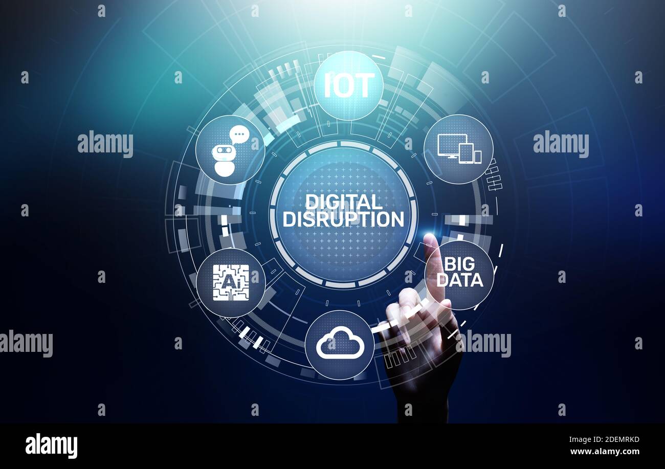 Digital Disruption. Disruptive business ideas. IOT internet of things ...